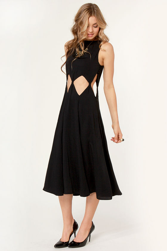Sexy Cutout Dress - Black Dress - Midi Dress - $54.00 - Lulus