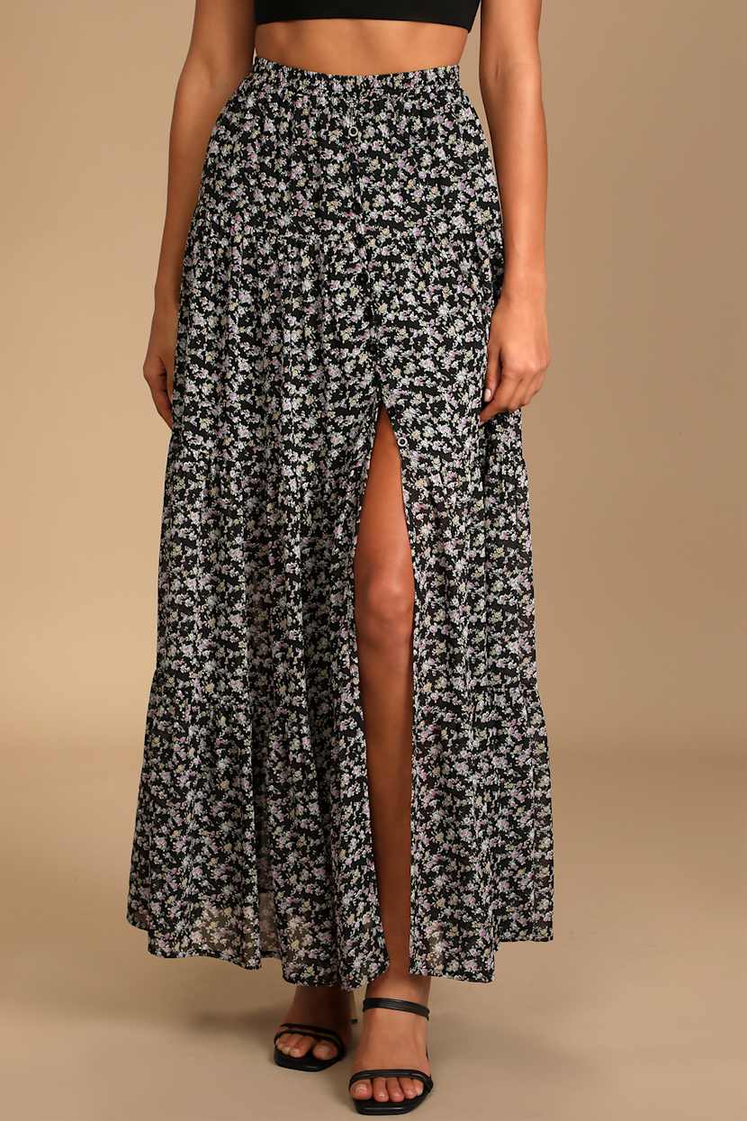 Dark Floral Maxi Skirt | canoeracing.org.uk