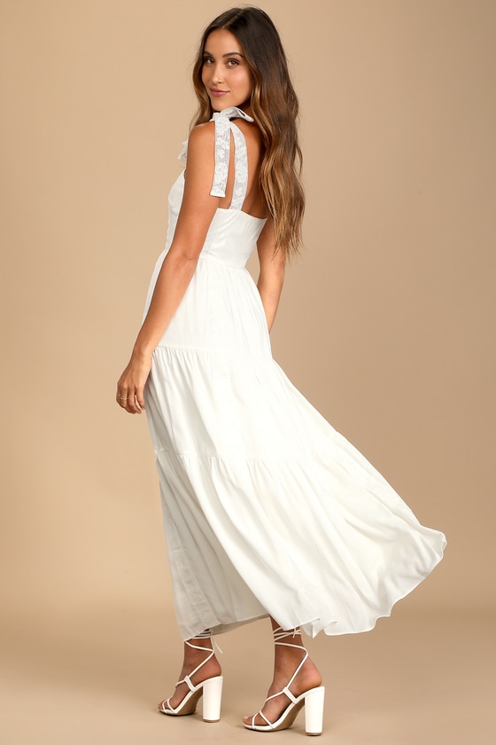 White Maxi Dress Lace Maxi Dress Tie Strap Maxi Dress Lulus