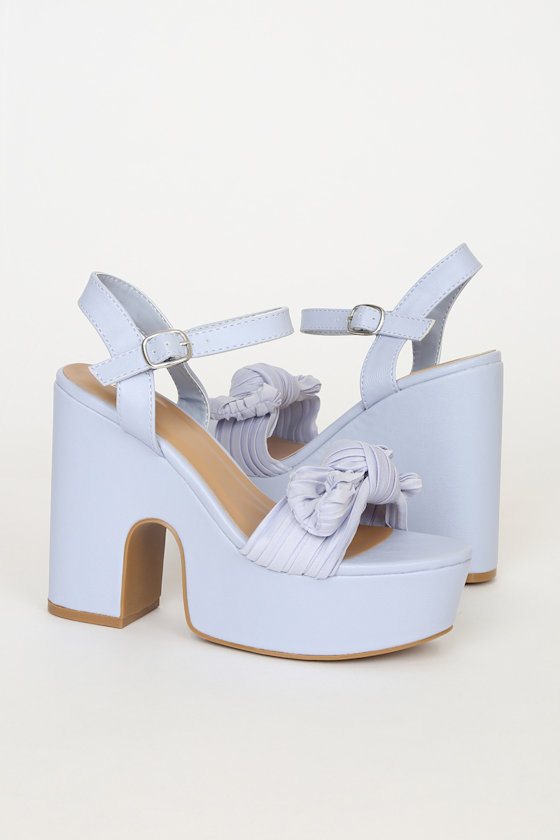 Light Blue Sandals - Knotted Sandals - Platform Sandals - Lulus