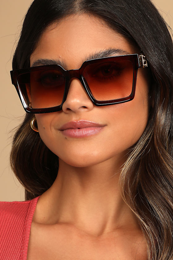 Brown Sunglasses - Square Sunglasses - Sunnies - Lulus