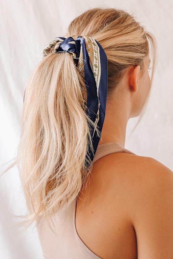 Blue Multi Scarf - Geometric Print Scarf - Handkerchief Scarf - Lulus