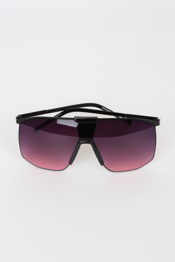 Black Ombre Sunglasses Shield Sunglasses Oversized Sunnies Lulus