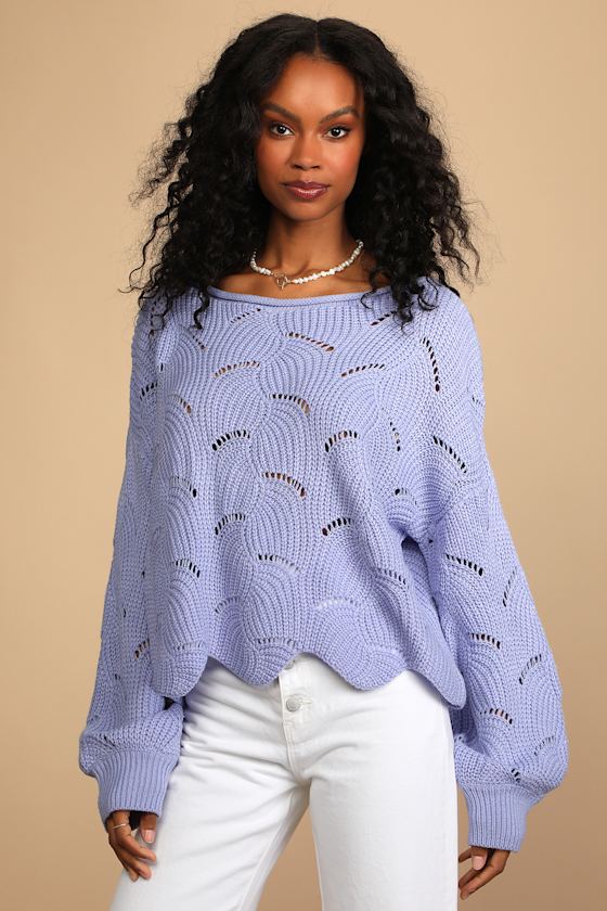 Periwinkle Sweater - Loose Knit Sweater - Lightweight Sweater - Lulus