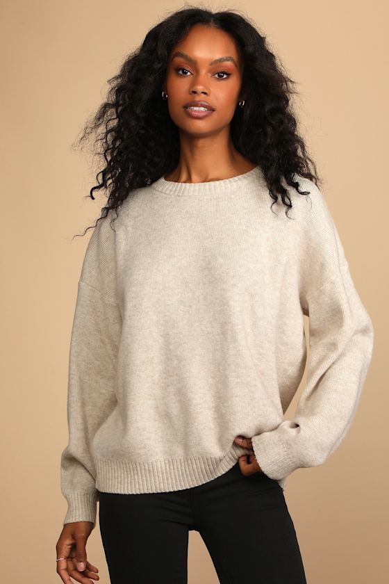 Beige Sweater - Pullover Sweater - Crew Neck Sweater - Lulus