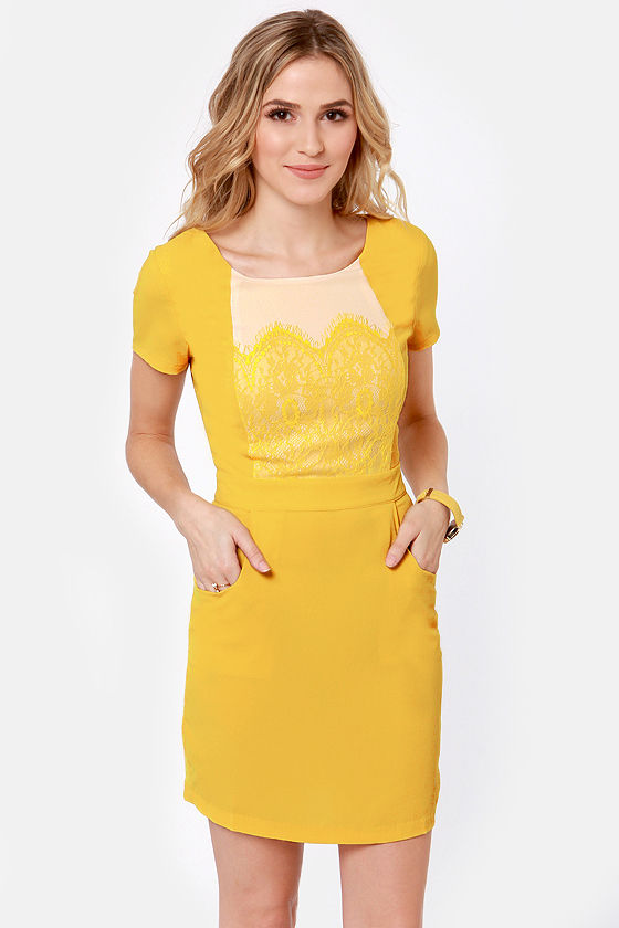 Sweet Yellow Dress - Backless Dress - Lace Dress - $64.00 - Lulus