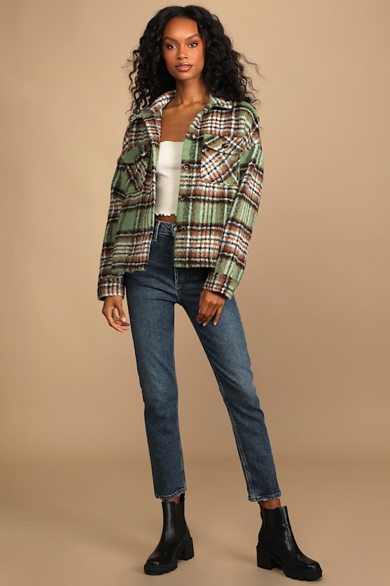 Green Jacket - Plaid Jacket - Plaid Shacket - Button Down Shacket - Lulus
