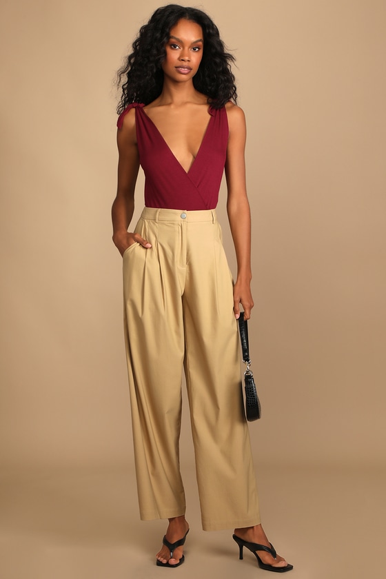 Sexy Burgundy Bodysuit Tie Strap Bodysuit Surplice Bodysuit Lulus