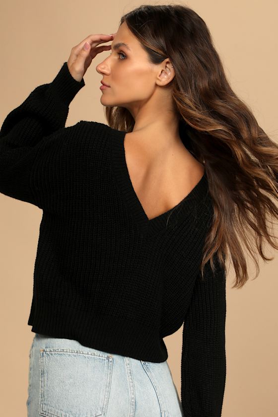Black Knit Sweater - Reversible Sweater - Cropped Sweater - Lulus