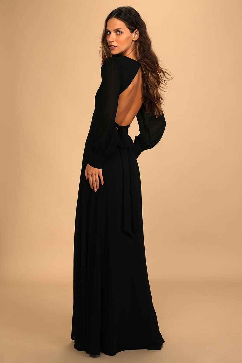 Open Back Black Dress