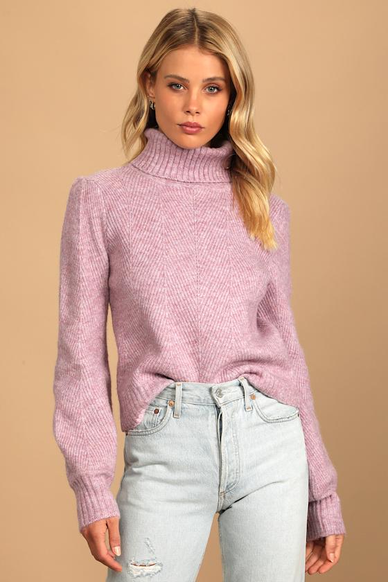 Lavender Sweater - Knit Sweater - Turtleneck Sweater - Pullover - Lulus