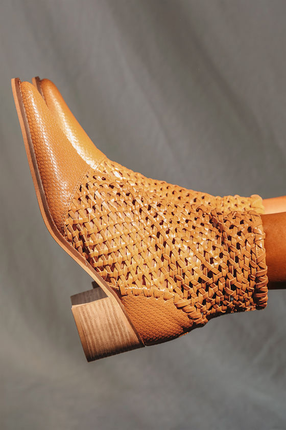 Free People In The Loop - Woven Leather Boots - Tan Woven Boot - Lulus