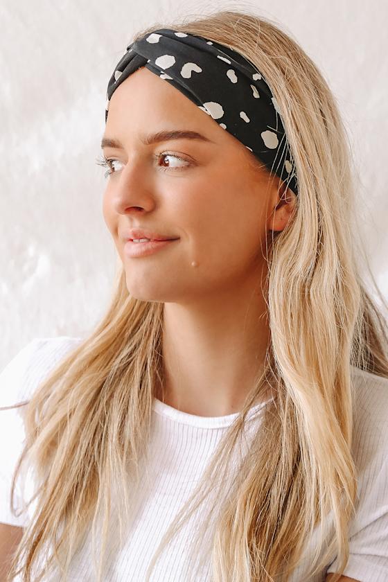 Black Headband - Dot Print Headband - Knotted Headband - Lulus