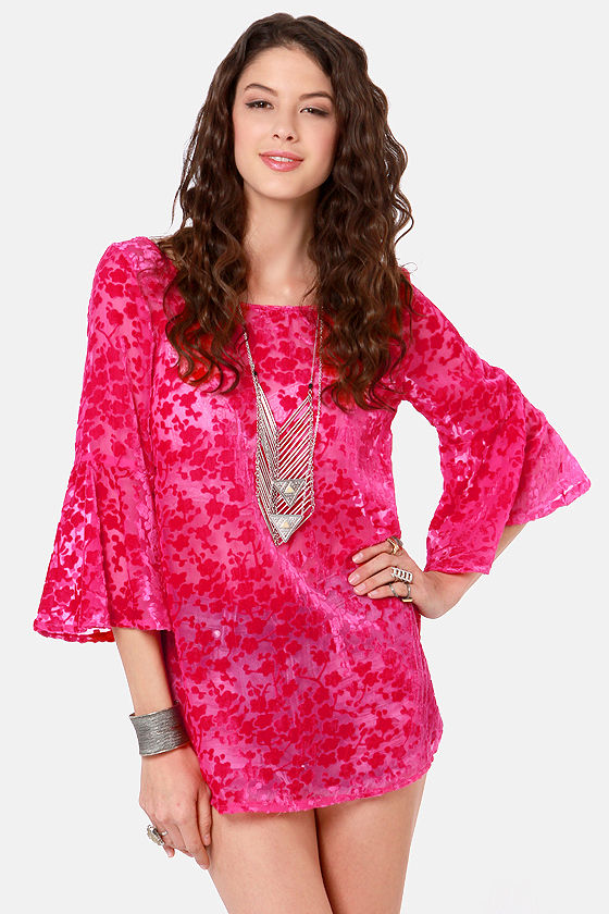Gypsy Junkies Blossom Top - Velvet Top - Pink Top - Tunic Top - $78.00 ...
