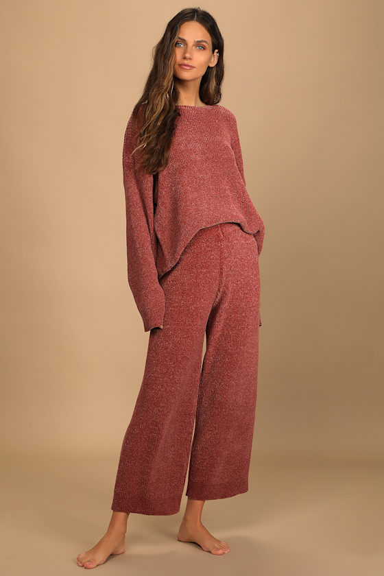 Rusty Rose Knit Pants - Sweater Pants - High Rise Pants - Lulus