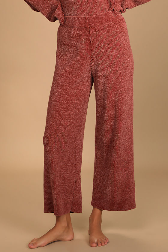 Rusty Rose Knit Pants - Sweater Pants - High Rise Pants - Lulus
