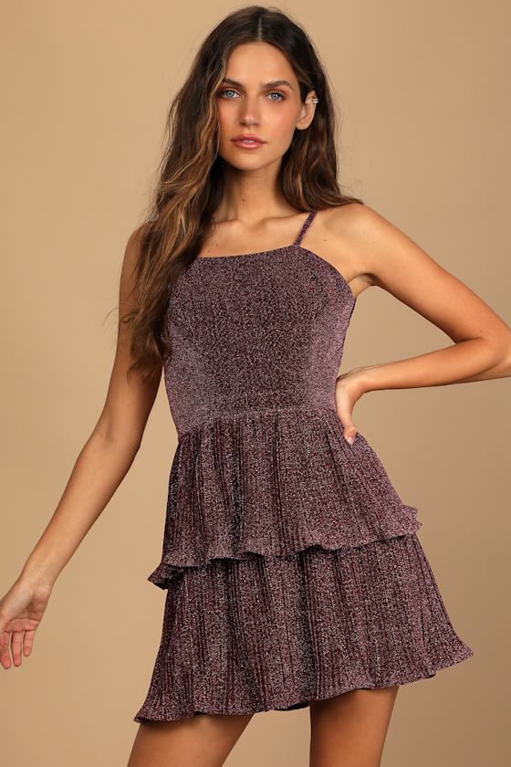 Pink Metallic Dress - Pleated Mini Dress - Backless Mini Dress - Lulus