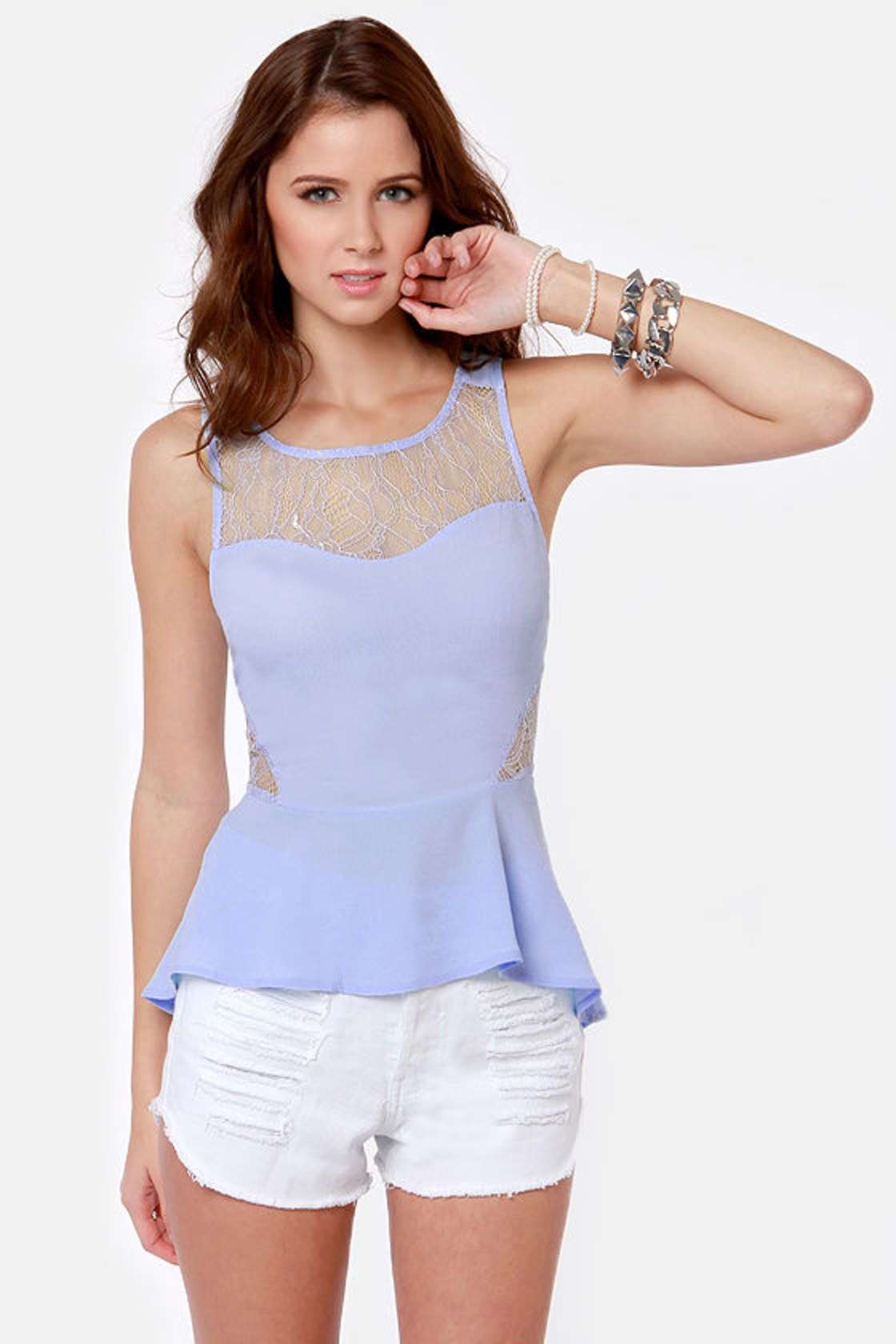 Pretty Lace Top - Light Blue Top - Peplum Top - $41.00 - Lulus