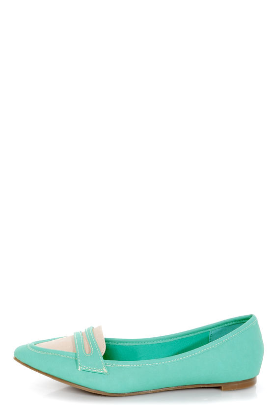 Restricted Bay Blue Turquoise Pointed Penny Loafer Flats - $48.00 - Lulus