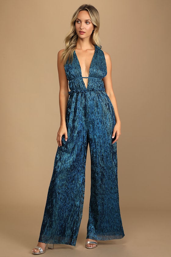 Blue Jumpsuit - Ruffled Jumpsuit - Wide-Leg Jumpsuit - Jumpsuit - Lulus