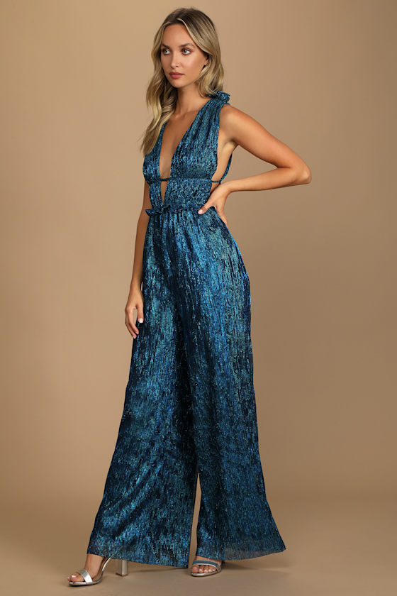 Blue Jumpsuit - Ruffled Jumpsuit - Wide-Leg Jumpsuit - Jumpsuit - Lulus