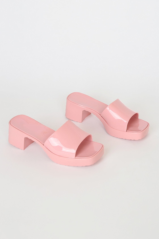 Pink Jelly Sandals - Platform Mules - Bloch Heel Mule Sandals - Lulus