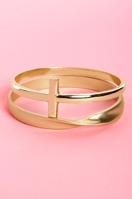 Cool Cross Bangles - Bangle Set - Gold Bangles - $19.00 - Lulus