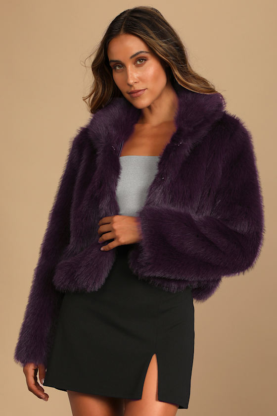Plum Purple Coat - Faux Fur Coat - Short Coat - Women's Coats - Lulus