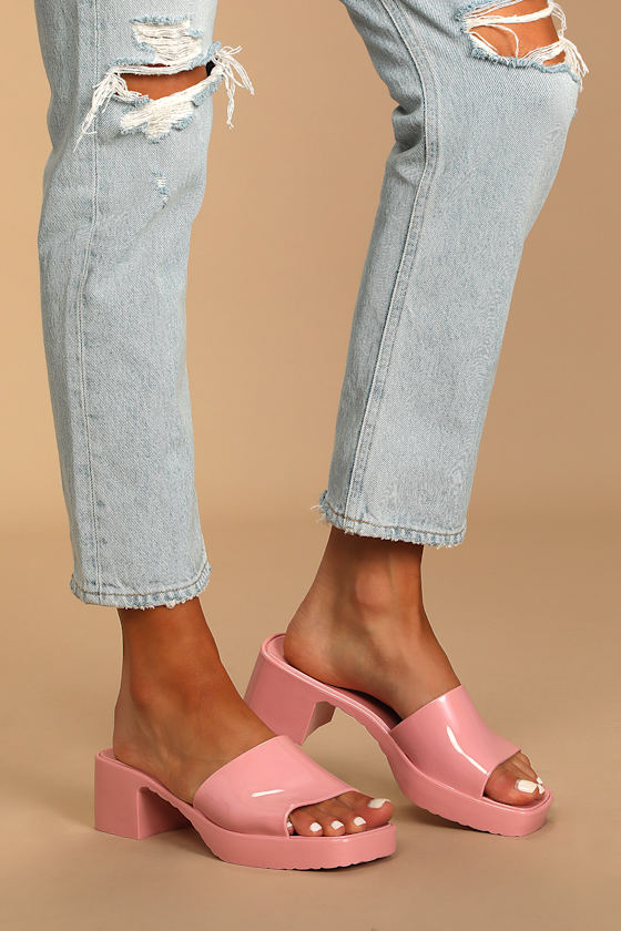 Pink Jelly Sandals - Platform Mules - Bloch Heel Mule Sandals - Lulus