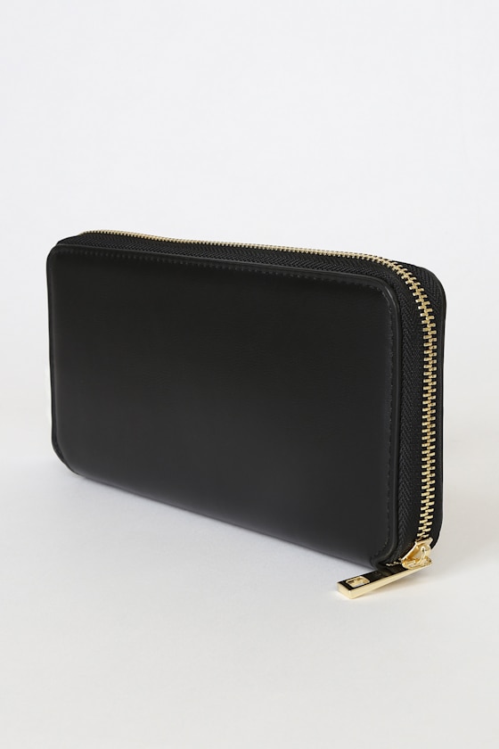Black Wallet - Zip Wallet - Zippered Wallet - Faux Leather Wallet - Lulus