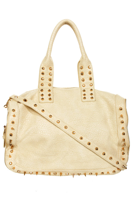 Cool Studded Tote - Ivory Tote - Ivory Purse - Vegan Purse - $36.00 - Lulus