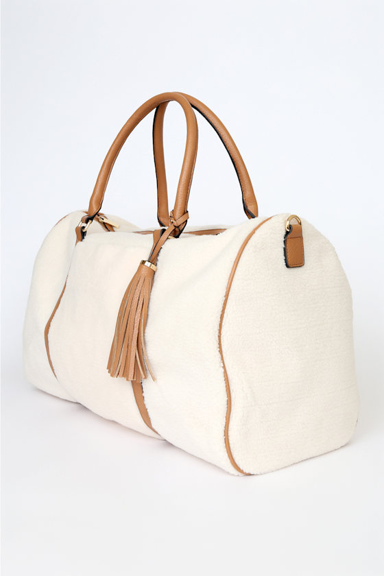 Ivory Weekender Bag - Overnight Bag - Faux Fur Weekender Bag - Lulus