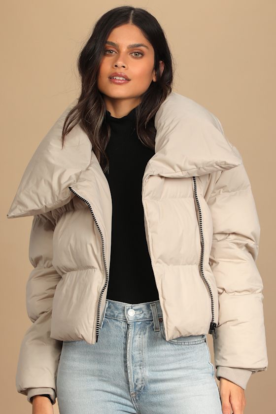 Beige Jacket - Cropped Jacket - Puffer Jacket - Quilted Jacket - Lulus