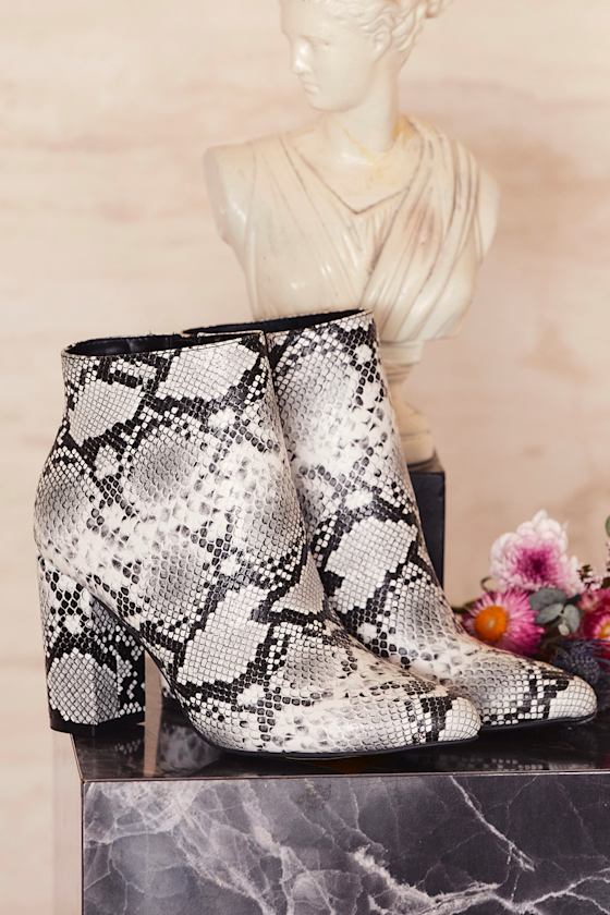 Chic Snake Print Booties - High Heel Booties - Ankle Booties - Lulus