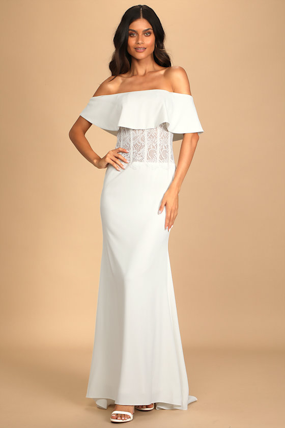 White Maxi Dress - Off-the-Shoulder Dress - Lace Maxi Dress - Lulus