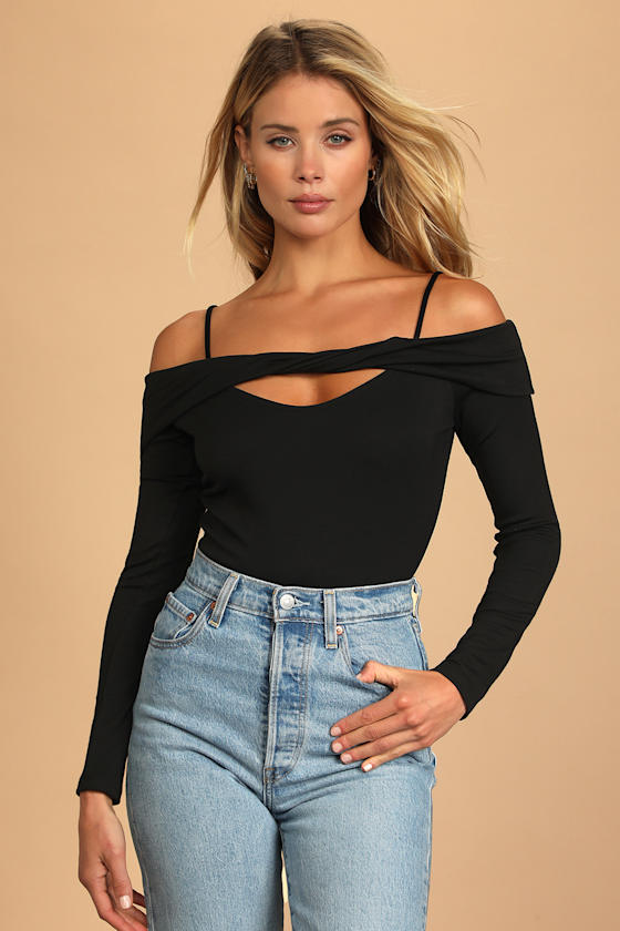 Black Bodysuit - Twist Front Bodysuit - Cutout Bodysuit - Lulus
