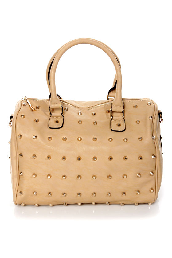 Chic Studded Handbag - Beige Tote - Oversized Purse - $46.00 - Lulus