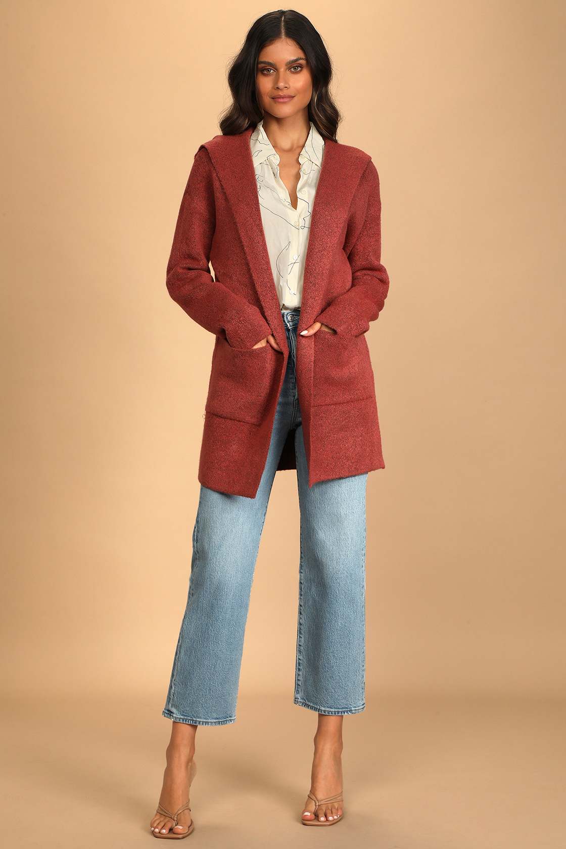 Rust Red Cardigan - Hooded Cardigan - Cardigan Sweater - Cardi - Lulus