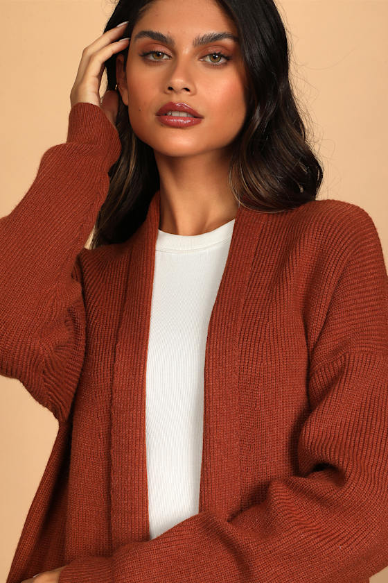Rust Brown Cardigan - Cardigan Sweater - Duster Cardigan Sweater - Lulus