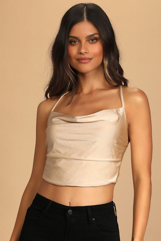 Champagne Cami Top - Cowl Neck Cami Top - Cropped Cami Top - Lulus