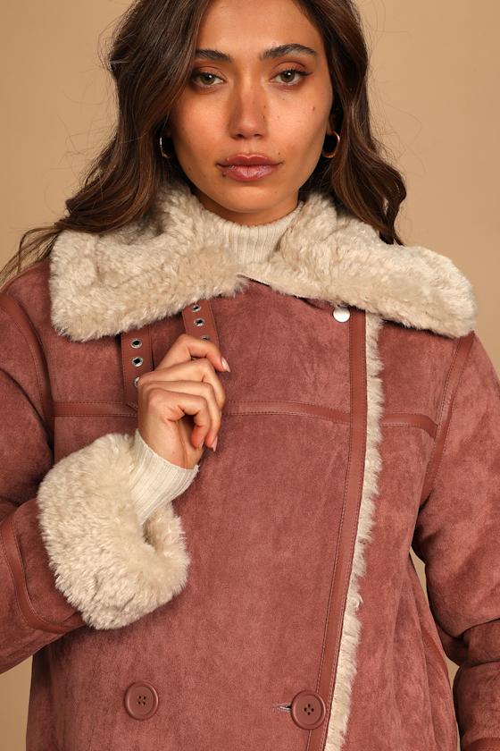Rose Coat - Faux Fur Coat - Faux Suede Coat - Longline Coat - Lulus
