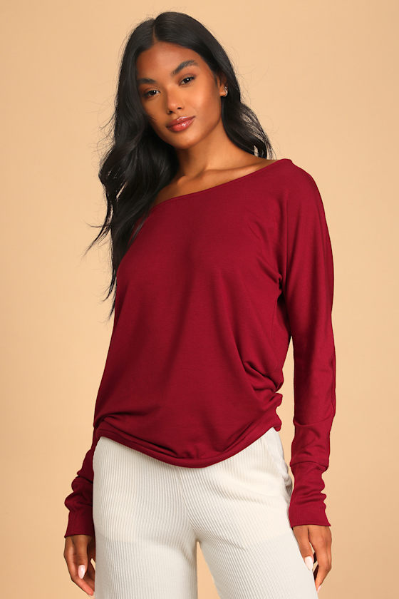 Project Social T Travis - Wine Red Sweater Top - Long Sleeve Top - Lulus
