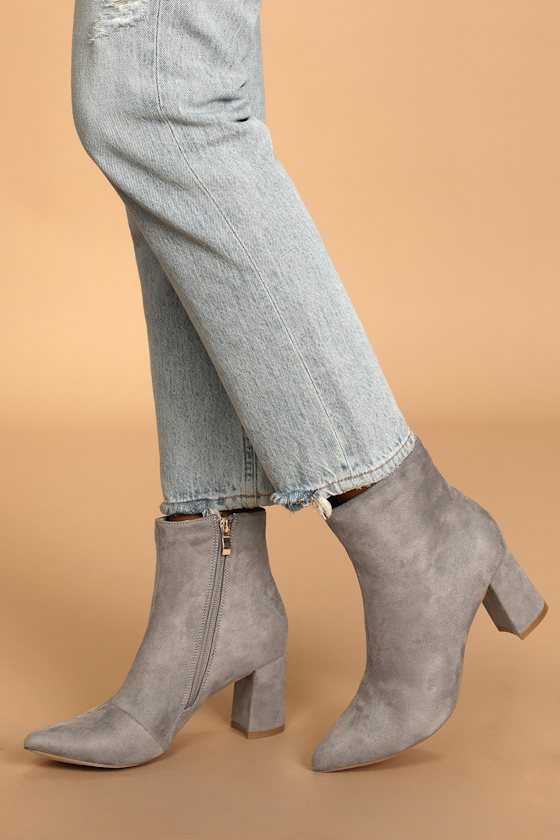 Light Grey Boots - Pointed-Toe Boots - Ankle Boots for Women - Lulus