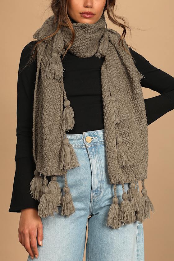 Cozy Khaki Scarf - Knit Scarf - Wide Scarf - Chunky Scarf - Lulus