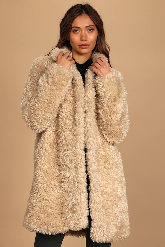 Beige Jacket - Teddy Jacket - Fuzzy Jacket - Faux Fur Jacket - Lulus