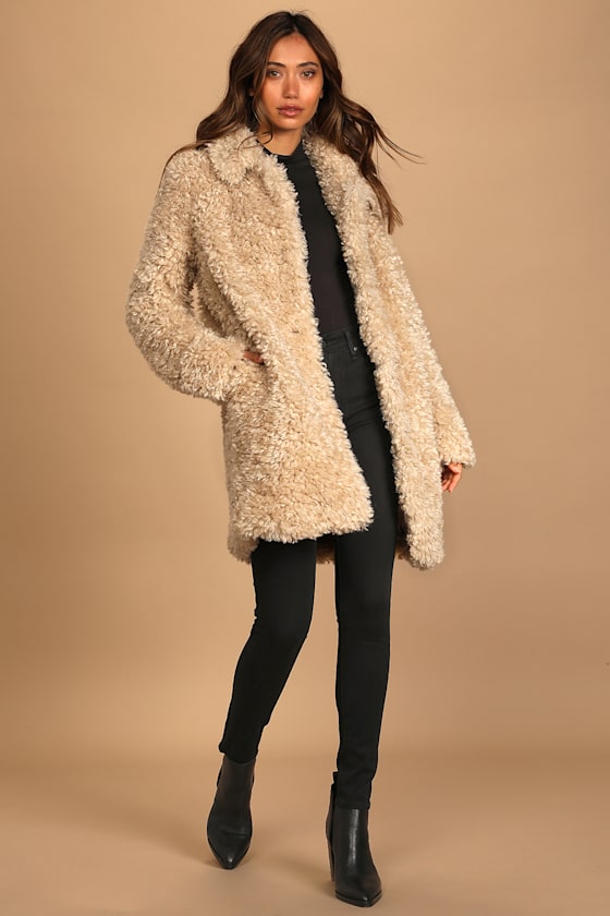 Beige Jacket - Teddy Jacket - Fuzzy Jacket - Faux Fur Jacket - Lulus