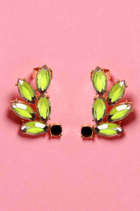 Cute Neon Yellow Earrings - Ear Cuffs - $12.00 - Lulus