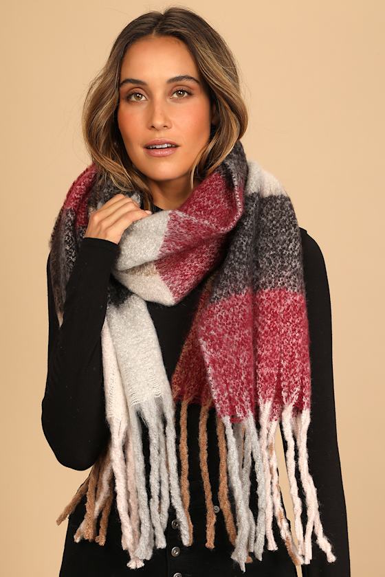 Red Multi Scarf - Oversized Scarf - Women's Scarves - Knit Scarf - Lulus