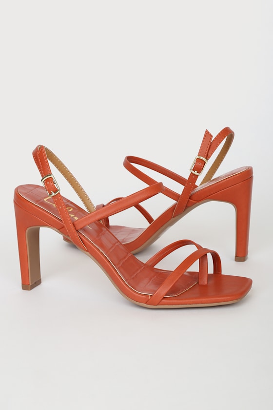 Brick Strappy Sandals - Square Toe Sandals - High Heel Sandals - Lulus
