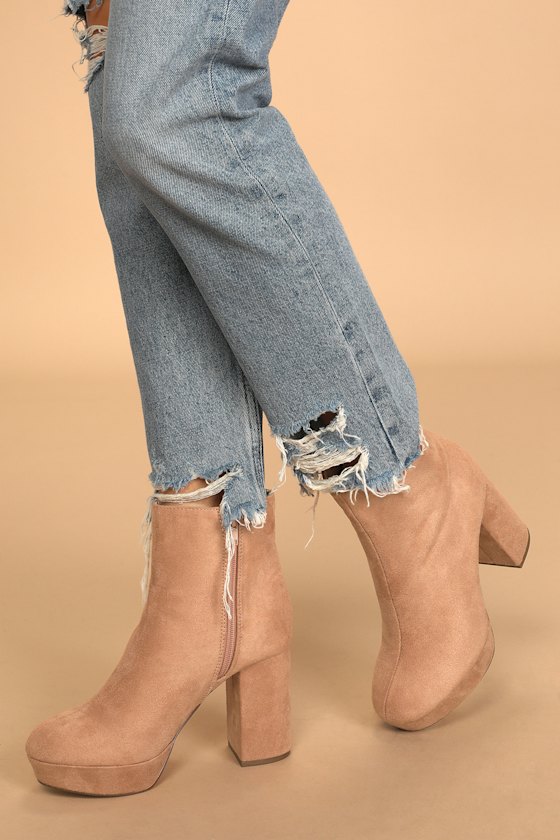 Cute Camel Booties - Platform Booties - High Heel Booties - Lulus